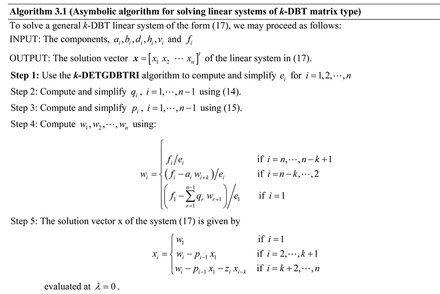 A Generalized Symbolic Thomas Algorithm For Solving Doubly Bordered K Tridiagonal Linear Systems